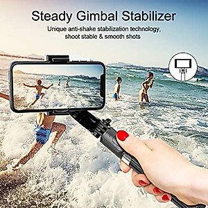 Selfie Stick Gimbal Stabilizer, UPXON 360° Rotation Tripod with Wireless Remote, Portable Phone Holder, Auto Balance 1-Axis Gimbal for Smartphones Tiktok Vlog Youtuber Live Video Record