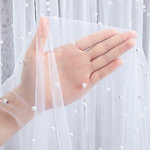 White Pearl Tulle Fabric 3 Yard Sheer Mesh Fabric Bridal Veil Wedding Table Decorations for Wedding Sweetheart Sewing DIY Crafts Gowns Crafts
