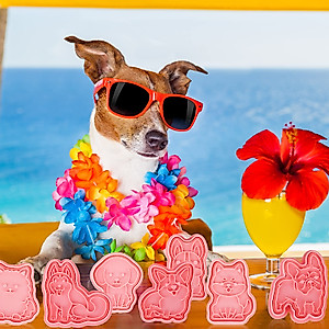 16 Pcs Dog Cookie Cutters with Plunger Stamps Set 3D Puppy Bone Shape Biscuit Cutter Funny Cartoon Cookie Stamps Stamped Embossed Dog Cookie Cutters for Treats DIY Cookie Cake Baking Supplies