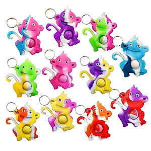 HOZKEAP 24 Packs Monkey Bulk Mini Pop Keychain，Birthday Gift Party Favors Supplies,for boy and Girl Student Award Gift…