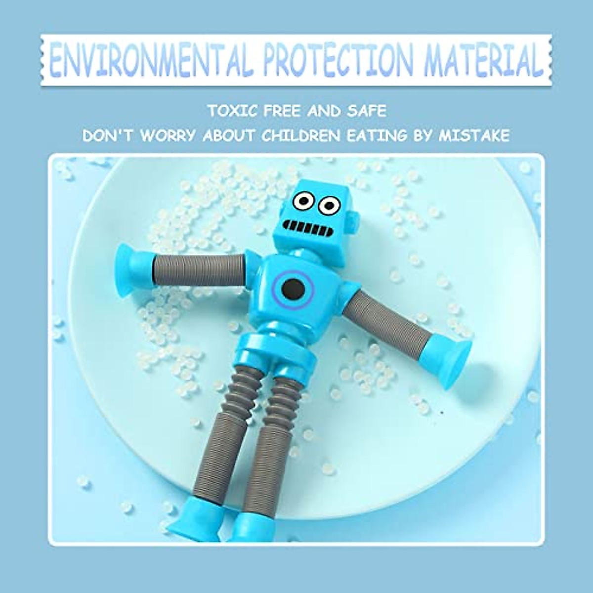 Pop Tubes Robot Toy-Fidget Toy for Boys & Girls,Stress Relief Ensory Toys for Autistic Children,Robot Fidget Toys,Party Favors for Kids 4-8（2Pcs）