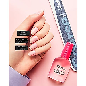 Sally Hansen Treatment Maximum Growth®, Clear, Nail Strengthener Polish, 0.45 Oz, Base Coat Nail Polish, Reinforces Soft, Weak Nails, Defends Nails, Triple-Protection, Silk Formula