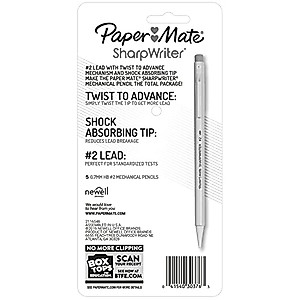Papermate 3037631PP SharpWriter Mechanical Pencils, Twistable Tip, 0.7 Mm, Pack of 1 Blister, Total 5 Pencils