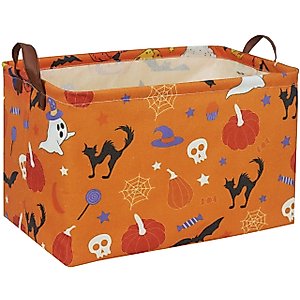 DDBASKET Halloween Basket Pumpkin Halloween Baskets for Kids Trick or Treat Basket Rectangular Toy Storage Bin Organizer Box Room Decor for Halloween Parties(Candy Pumpkin)