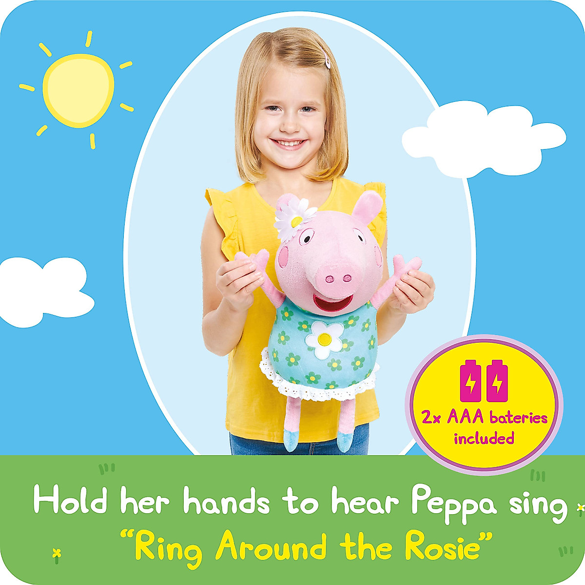 Peppa Pig Ring Around the Rosie 13-inch Singing Plush Stuffed Animal, Interactive Toy, Kids Toys for Ages 3 Up by Just Play
