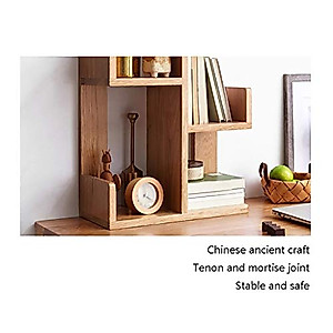 Bookcases Desktop Small Bookshelf,Asymmetric Four Grid Desk Book Shelf,for Storage of Textbooks and Article,Freestanding Display Bookshelf Bookshelf (Color : Walnut Color)