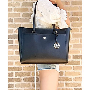 Michael Kors Maisie Large Pebbled Leather 3-IN-1 Tote Bag (Black Brown Multi)