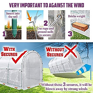 YardGrow Half Transparent Walk-in Plant Greenhouse Heavy Duty Garden Tunnel Tent with ABS Clamps (16'X7'X7')