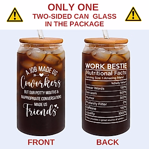 Coworker Gifts for Women - Farewell Gifts for Coworkers, Going Away Gift for Coworker, Goodbye Gifts for Coworkers - Christmas Gifts for Coworkers Women - Bestie Gifts for Women - 16 Oz Can Glass