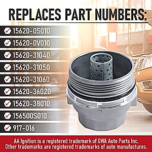 Engine Oil Filter Cap Assembly - Replaces 15620-31060, 917-016, 15643-31050, 1564331050 - Compatible with Toyota, Lexus, Scion Vehicles - 2005-2021 - Avalon, Camry, Highlander, RAV4, Sienna, Venza