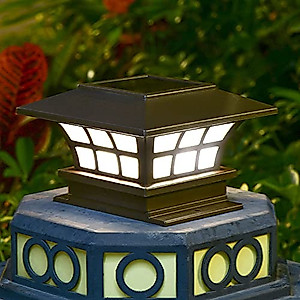 CZLZY Solar LED Pillar Lamp Outdoor Waterproof Post Light Simple ABS Material Small Square Column Light Villa Garden Wall Pedestal Light Gate Decorative Lighting Fixtures