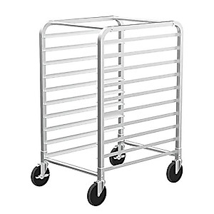 VINGLI 10-Tier Bakery Rack Commercial Stainless Steel Bun Pan Sheet Rack with Brake Casters for Kitchen, Restaurant, Cafeteria
