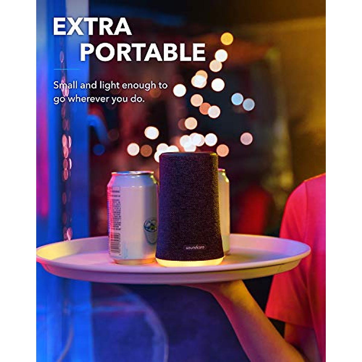 Soundcore Flare Mini Bluetooth Speaker, Outdoor Bluetooth Speaker, IPX7 Waterproof for Outdoor Parties, LED Light Show with 360° Sound and BassUp Technology
