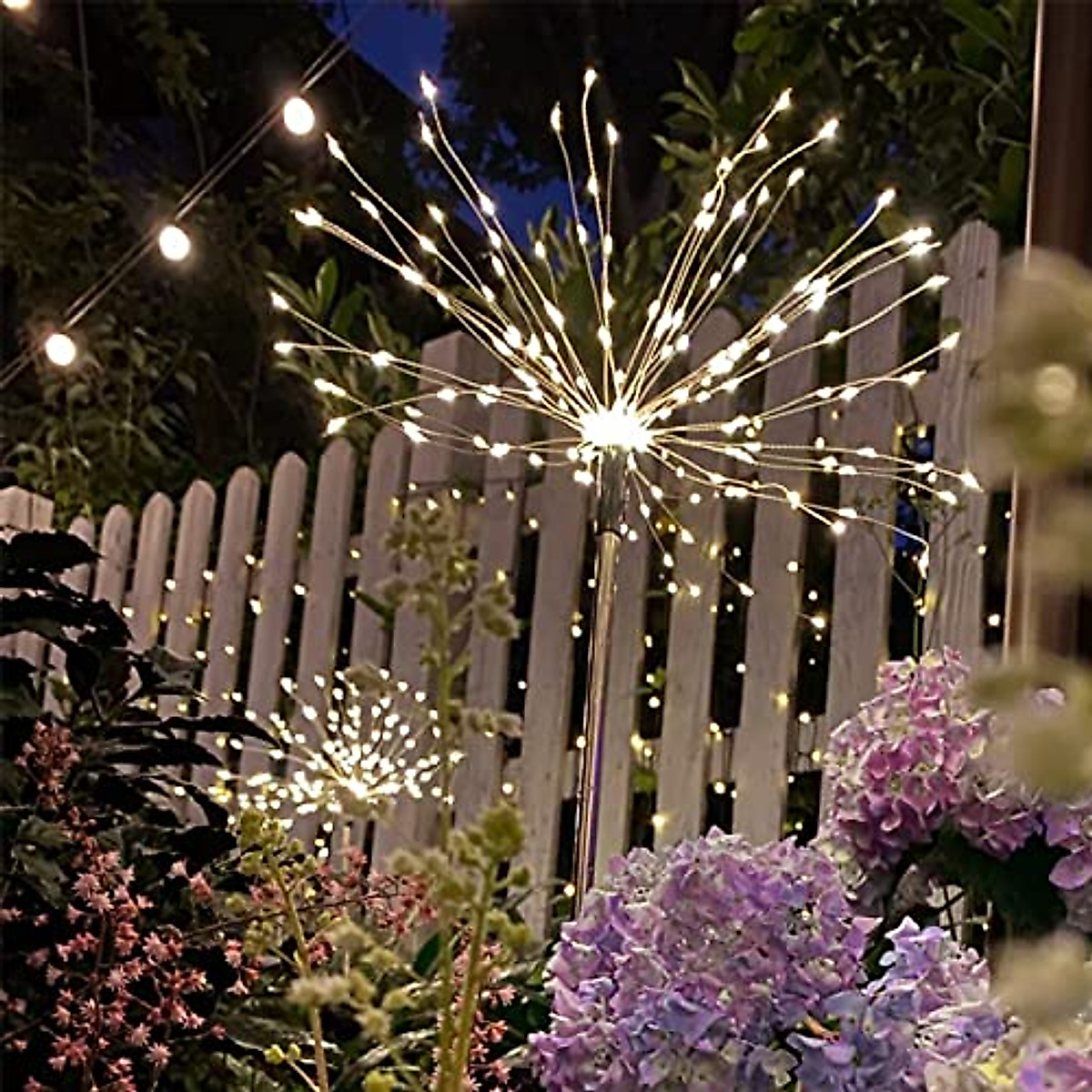 Yard Decor, 2 Pack Solar Lights Outdoor Waterproof Garden Lights IP65 2 Lighting Modes Solar Firework Lights for Garden Patio Yard Pathway Parties Christmas Porch Farmhouse Decor,Warm White