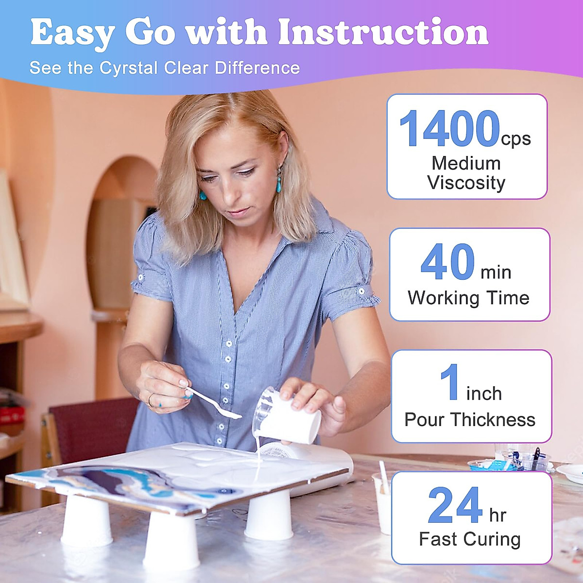 2 Gallon Epoxy Resin with Pumps, Bubble Free Resin Epoxy Kit, Crystal Clear Epoxy Resin and Hardener for DIY Art, Molds,Craft