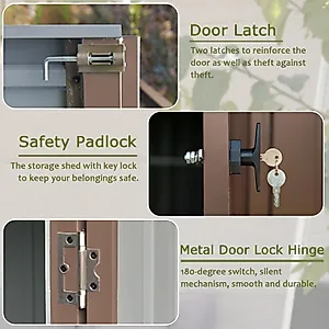 Outdoor Storage Shed, 6 x 4 ft, Galvanized Metal, Brown, for Garden, Backyard, Lawn, Terrace Tool Storage