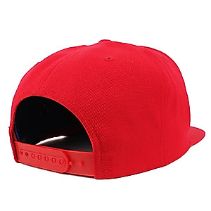 Trendy Apparel Shop Number 14 White Thread Embroidered Flat Bill Snapback Baseball Cap - Red