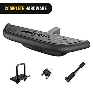 Nilight Hitch Step with 2" Hitch Receiver Rear Bumper Guard Protector Compatible with Car Truck Vehicles Upgraded Textured Black Hitch Step Bar with Hitch Lock & U-Bolts Stabilize,2 Years Warranty