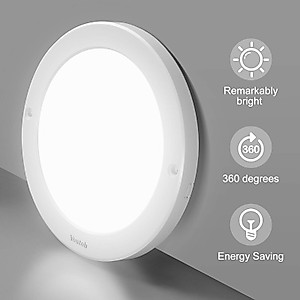 Youtob LED Flush Mount Ceiling Light, 15W 100 Watt Equivalent, 1200lm White Round Lighting Fixture for Kitchens, Closets, Stairwells, Basements, Hallways, Laundrys(Cool White 4000K-White)