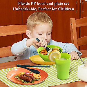 Evanda Plastic Dinnerware Set 28 Piece, Reusable Light Weight Mugs, Bowls, Dishes, Knives, Forks, Spoons for Camping Picnics And Everyday Use, Dishwasher Safe (Mutil Color)