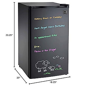 RCA 3.2 cu. ft Fridge, Black Erase Board Refrigerator with Neon Markers