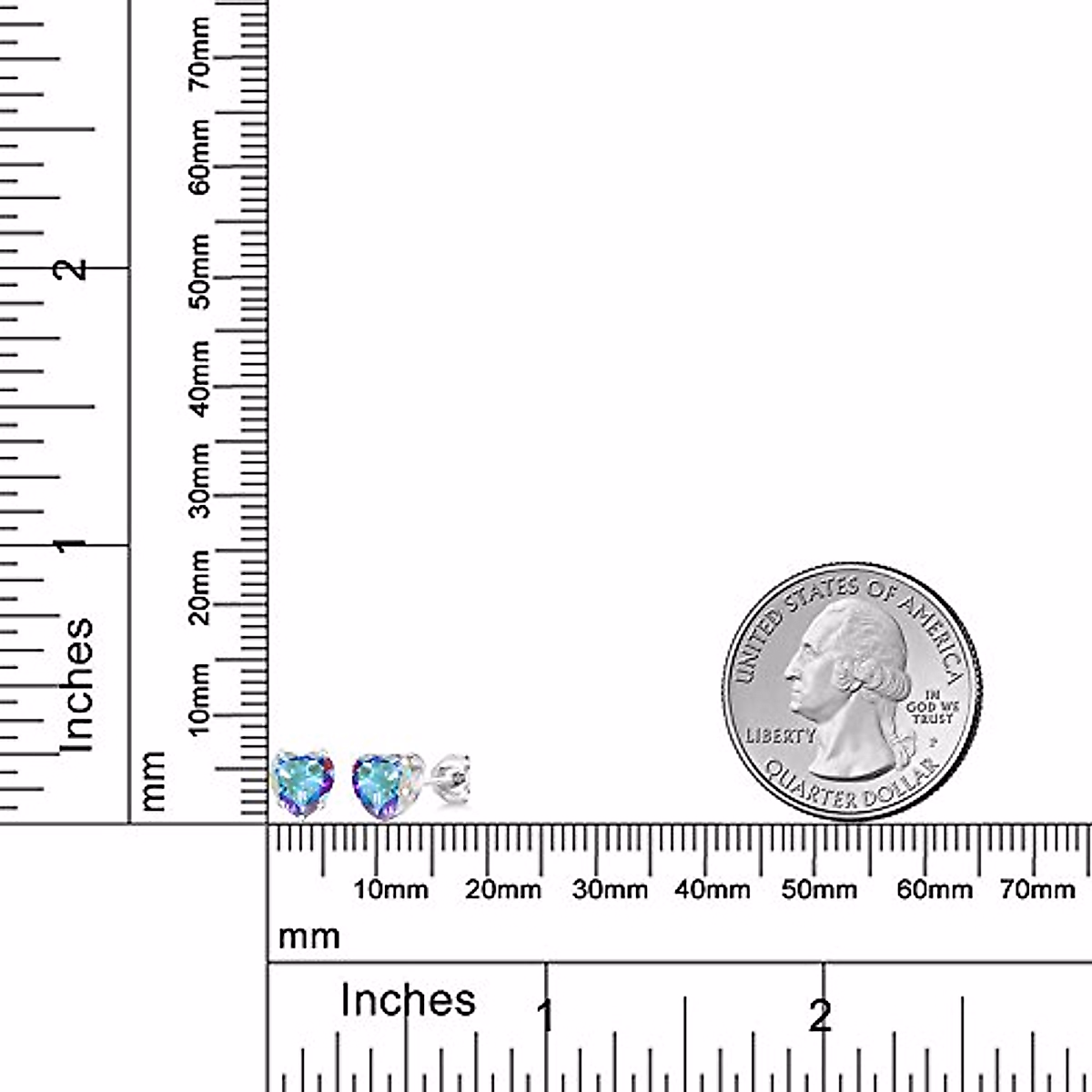 Gem Stone King 925 Sterling Silver 6MM Heart Shape Gemstone Birthstone Stud Earrings | Heart Earrings for Women