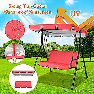 KFJZGZZ Replacement Cover Swing Ceiling Cloth Rain Cover Outdoor Awning Courtyard Patio Lawn & Garden Tree Swing for Adults Couch (0-Red, One Size)