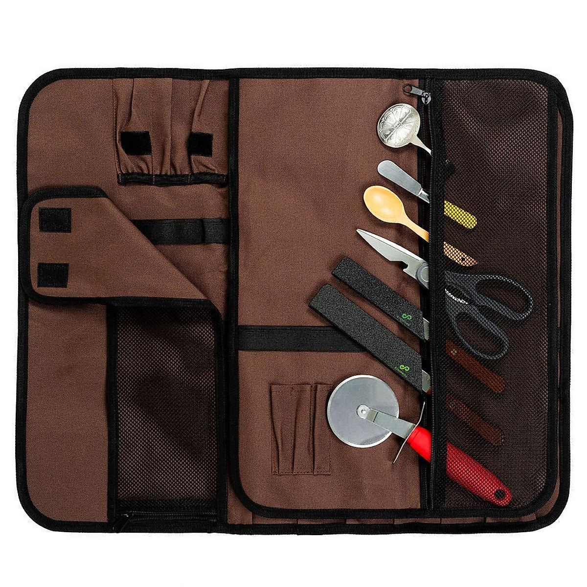 EVERPRIDE Chef Knife Roll PLUS Knife Guard Set (6-Piece Set) Bundle – Knife Bag Holds 10 Knives, Meat Cleaver and Kitchen Tools – Felt-Lined and BPA Free Knife Sheath Set – Knives Not Included