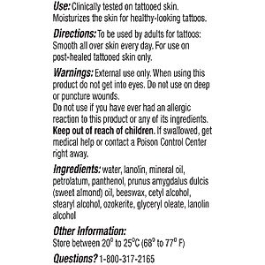 A+D Tattoo Skin Moisturizing Ointment, Skin Moisturizer with Beeswax, Almond Oil and Pro- Vitamin B5-3.5 Oz Tube