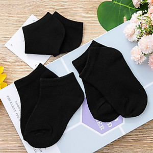 Tenpluszero 20 Pairs Toddler Kids Socks Half Cushion Low Cut Ankle Socks Boy Girl Athletic Socks (Black, 2-4 Years)