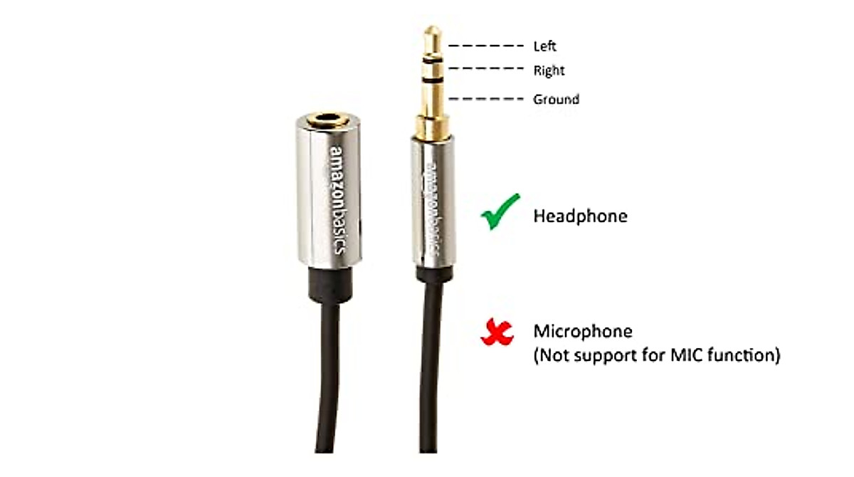 Amazon Basics 3.5mm Audio Extension Cable - 6 Feet | Clear Sound