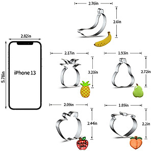 CookDaoMo Fruit Shapes Cookie Cutters Set of 10 Pcs, Stainless Steel Cookie Cutters Molds Banana, Pineapple, Apple, Pear, Peach, Orange, Strawberry, Lemon, Grape, Cherry Pattern Cookie Cutters