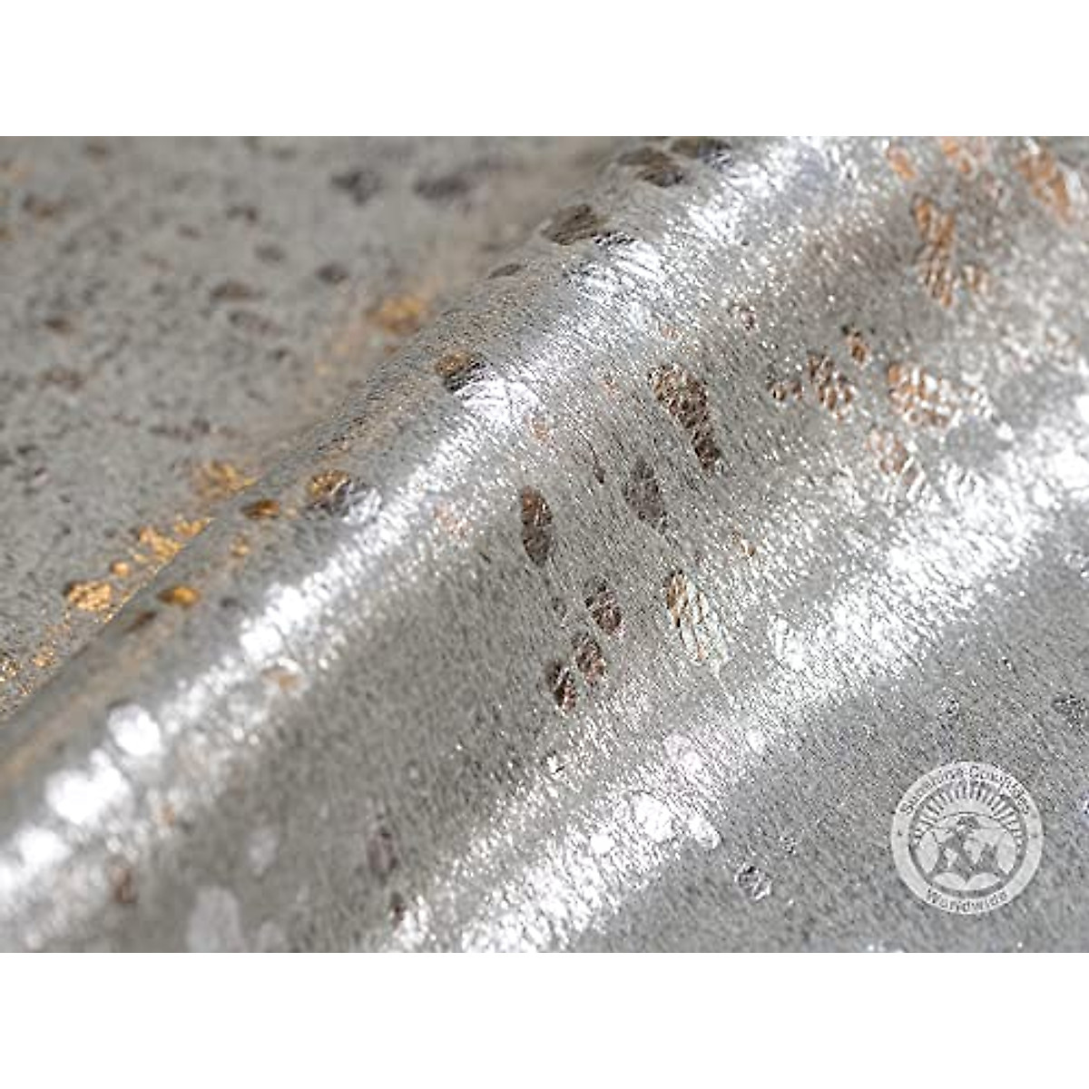 Genuine Metallic Silver On Off White Cowhide Rug 6 x 8 ft. 180 x 240 cm