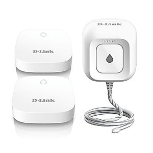D-Link Wi-Fi Water Leak Sensor and Alarm Starter Kit w/ 2 Add-on Units, Whole Home System with App Notification, AC Powered, No Hub Required (DCH-S1622KT),White
