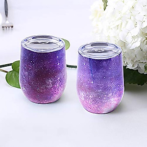WBRWP 12oz Juice Glass with Lid : Double-Vacuum Insulated Stainless Steel Stemless-Starry Purple