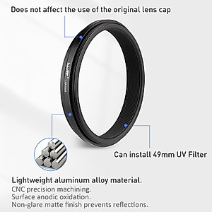 Haoge Lens Filter Adapter Ring for Fujifilm X100VI Fuji FinePix X100V Camera fit 49mm UV CPL ND Filter Lens Cap Replace Fujifilm AR-X100 Black