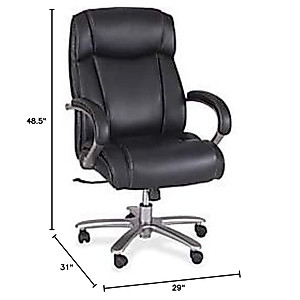 Safco Big & Tall High-Back Swivel Executive Task Chair with Bonded Leather Seating, 500lb Weight Capacity, Adjustable Height & Tilt, Work or Home Office