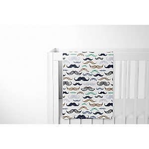 Noisy Mouse 47" x 47" Muslin Swaddle Blanket. 70% Bamboo, 30% Cotton. Little Man Mustache Pattern…