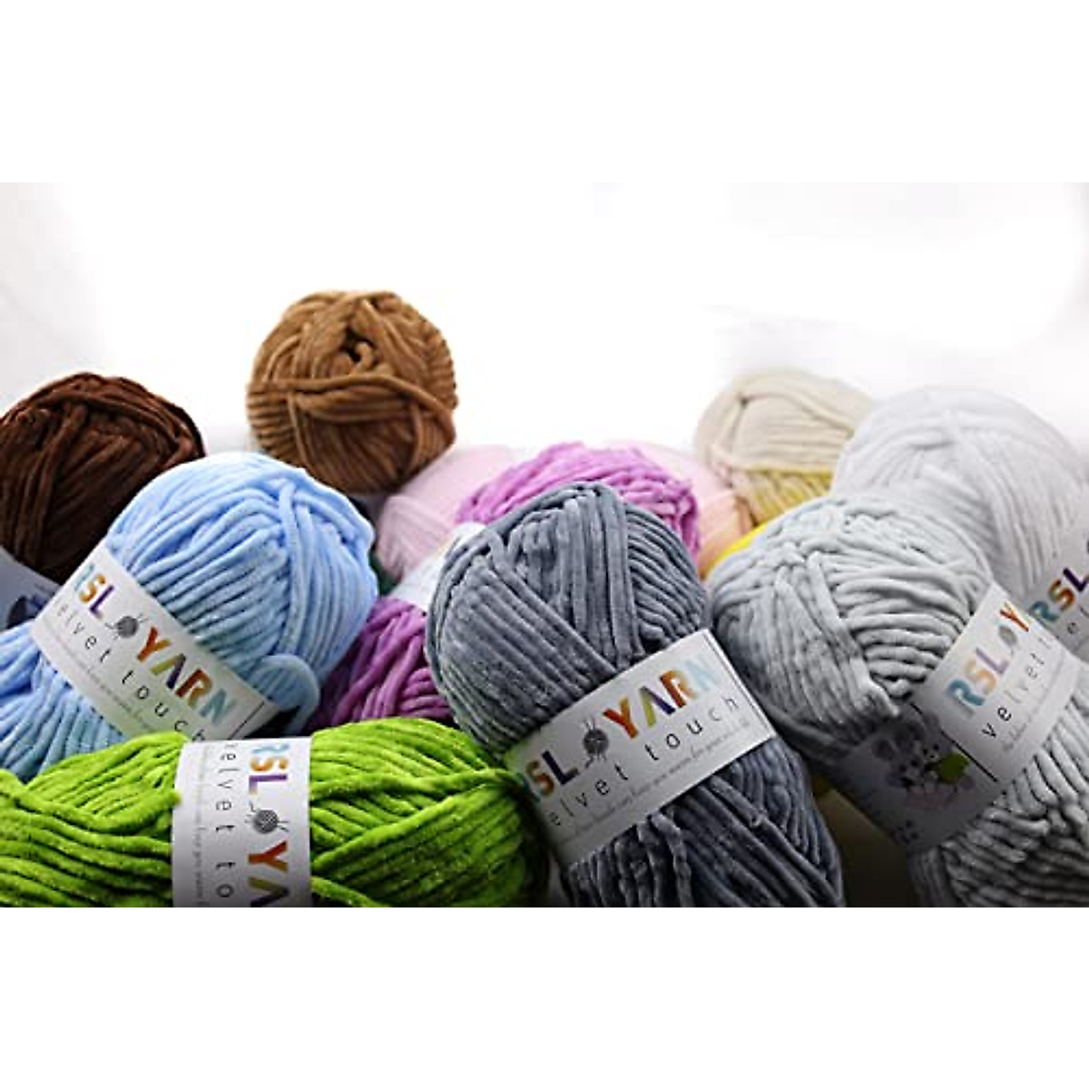 RSL YARN Velvet Yarn 2 SKEINS 100g(132yds) Yarn for CROCHEITING Crochet Yarn 120m Crochet Yarn Baby Yarn Blanket Yarn Chenille Yarn Thick Yarn Knitting Yarn Soft Yarn AMIGURUMI Yarn Plush Yarn (103)