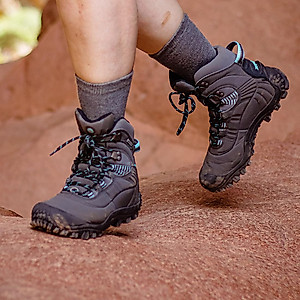 Manfen Women's Hiking Lightweight Waterproof Hunting Ankle Support Boots, Gray/Sky Blue, 8.5