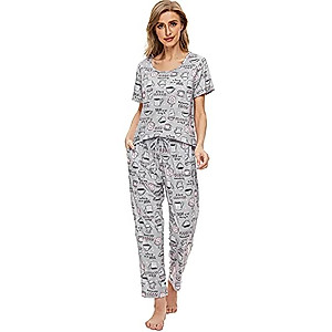 MOYEE Womens Pajamas Set Sleepwear Casual Tops and Lounge Pants Soft Sleeping Pjs Set with Pockets