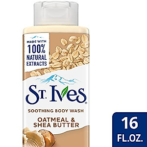 St. Ives Body Wash - Soothing Moisturizing Cleanser with Oatmeal & Shea Butter, Made with Plant-Based Cleansers and 100% Natural Extracts, 16 Oz Ea (Pack of 6)