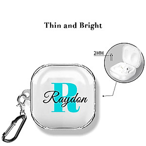 Custom Name Case Compatible with Samsung Galaxy Buds 2 Pro 2022 Release Buds Pro Buds Live Case Cover,Personalized Protective Earbuds Charging ​Crystal TPU Clear Cover with Keychain