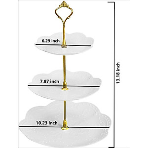 3 Tier Cupcake Stand, Plastic Tiered Serving Stand, Dessert Tray for Tea Party, Baby Shower and Wedding (Round)