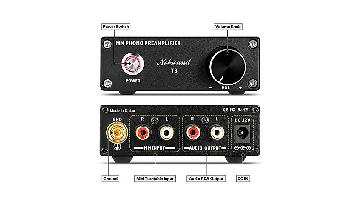 Nobsound T3 MM Phono Preamplifier for Hi-Fi Audio