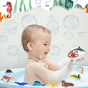 72 Packs Ocean Sea Animal Toys Safari Animals Figures Toys Small Assorted Sea Creatures Wild Land Animals Figurines Mini Realistic Plastic Bath Water Toys for Kids Party Supplies (Ocean Animals)