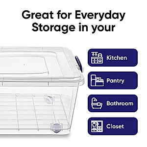 Superio Under Bed Clear Storage Bin with Lid, Stackable Plastic Storage Container with Latch Closure (42 Quart- Under Bed)