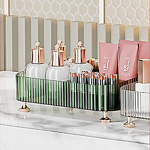 Makeup Organizer Tray, Acrylic Cosmetic Display Case for Vanity, Bathroom Counter or Dresser, Countertop Organizer for Cosmetics, Skincare, Lipsticks, Brushes, Perfume, Green