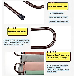 5 Pack Pants Hangers S-Shape Non-Slip Space Saving Hangers Stainless Steel Clothes Hangers Closet Organizer for Scarf Pants Hanging Jeans Towels