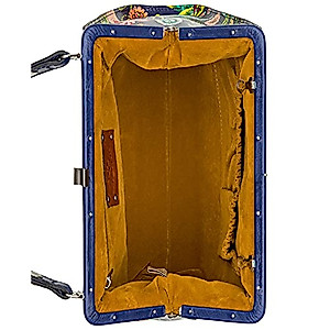 Patricia Nash Bonifati Frame Birds Of Paradise Patriot Blue Leather Satchel